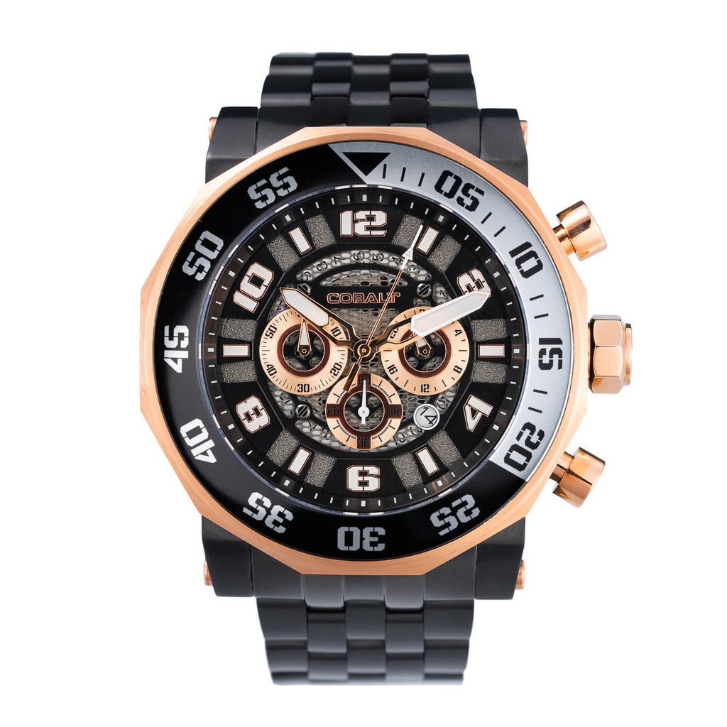 Cobalt Goliath, Rose Gold Watch – Men’s Chronograph Watch, Quartz Watch ...